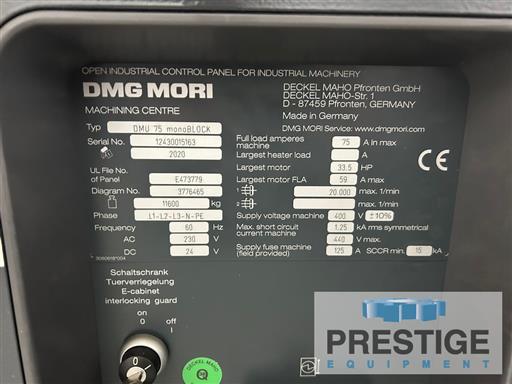 DMG DMU 75 monoBLOCK 5-Axis CNC Vertical Machining Center - Machining ...